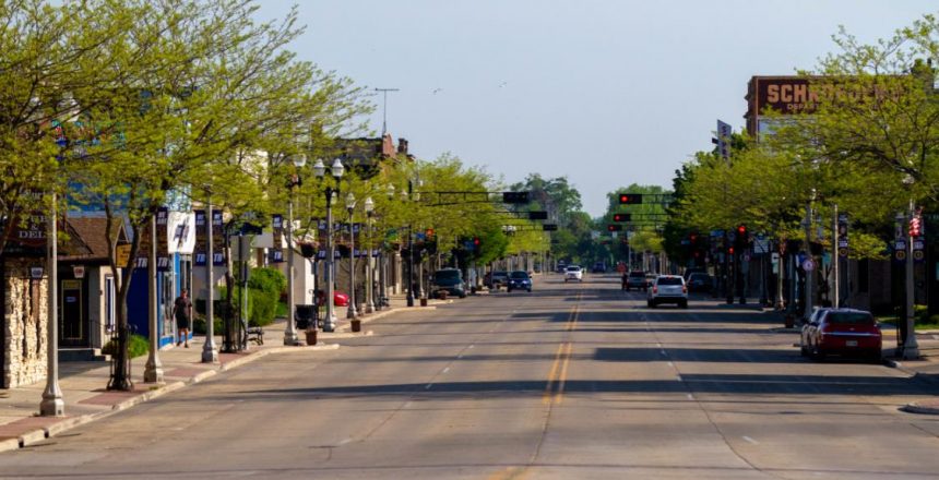 Hanging Planters Add Color Along Washington Street | Two Rivers Wisconsin