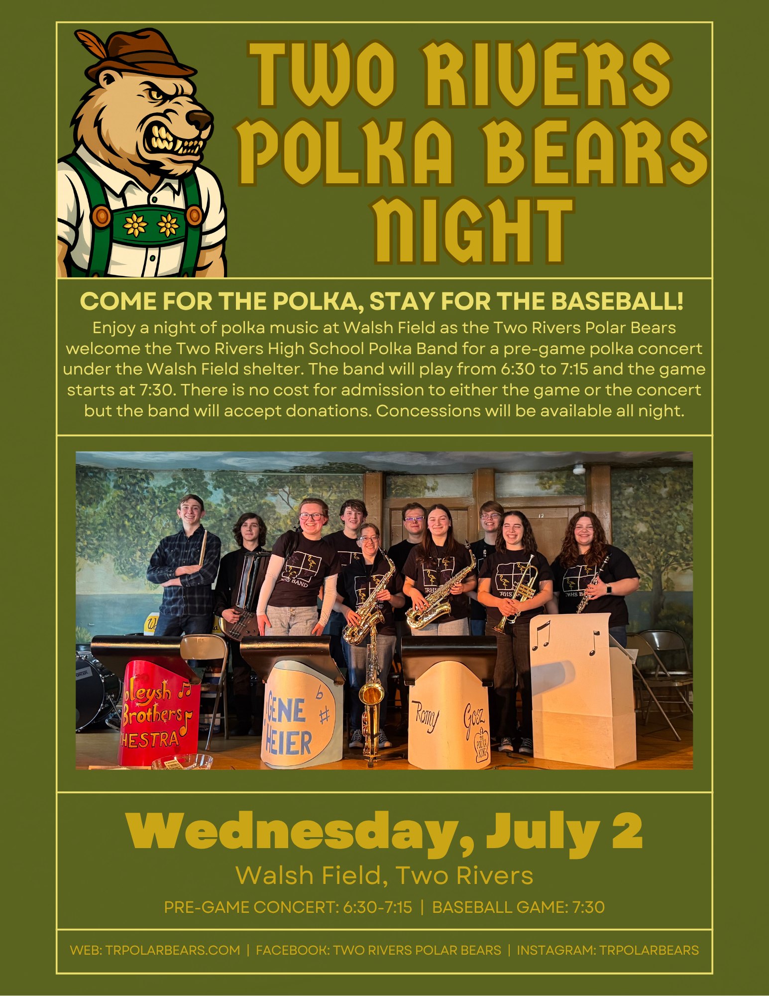 Polar Bears Baseball: Two Rivers Polka Bears Night! | Two Rivers Wisconsin